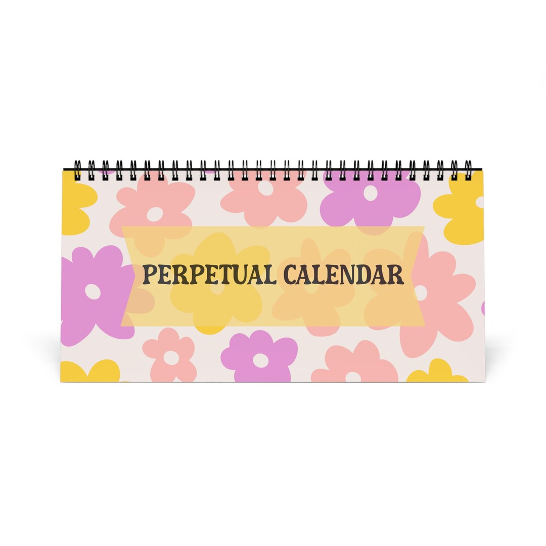 Retro Floral Perpetual Calendar: Vintage Desk Organizer - Etsy