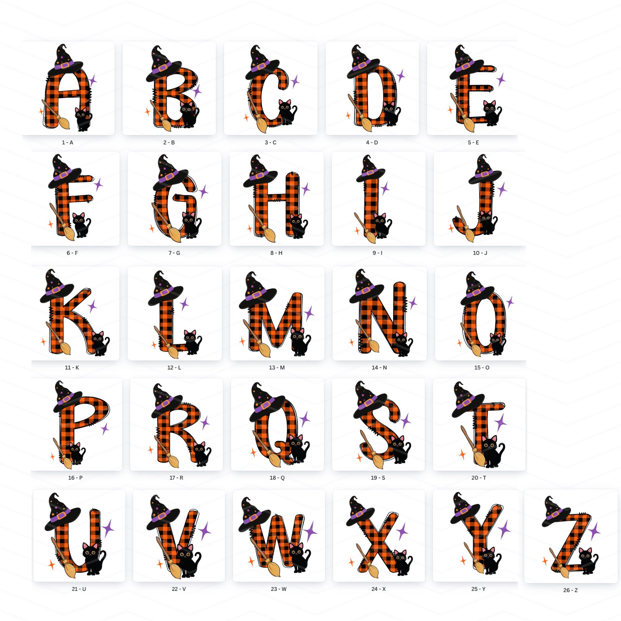 Witch Themed Doodle Alphabet Set/hand Drawn Alphaset/halloween Alphaset ...