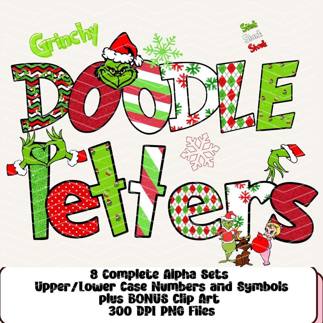 Christmas Doodle Letters/santa Doodle Letters/stink Stank Stunk/mean ...