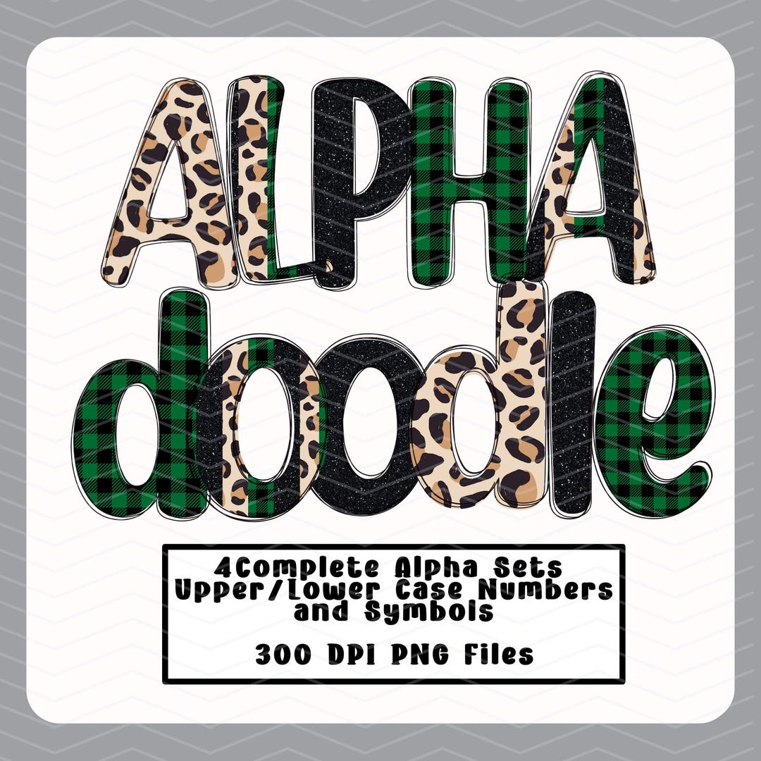 Buffalo Plaid Doodle/black Glitter Doodle Letters/leopard Print Doodle ...