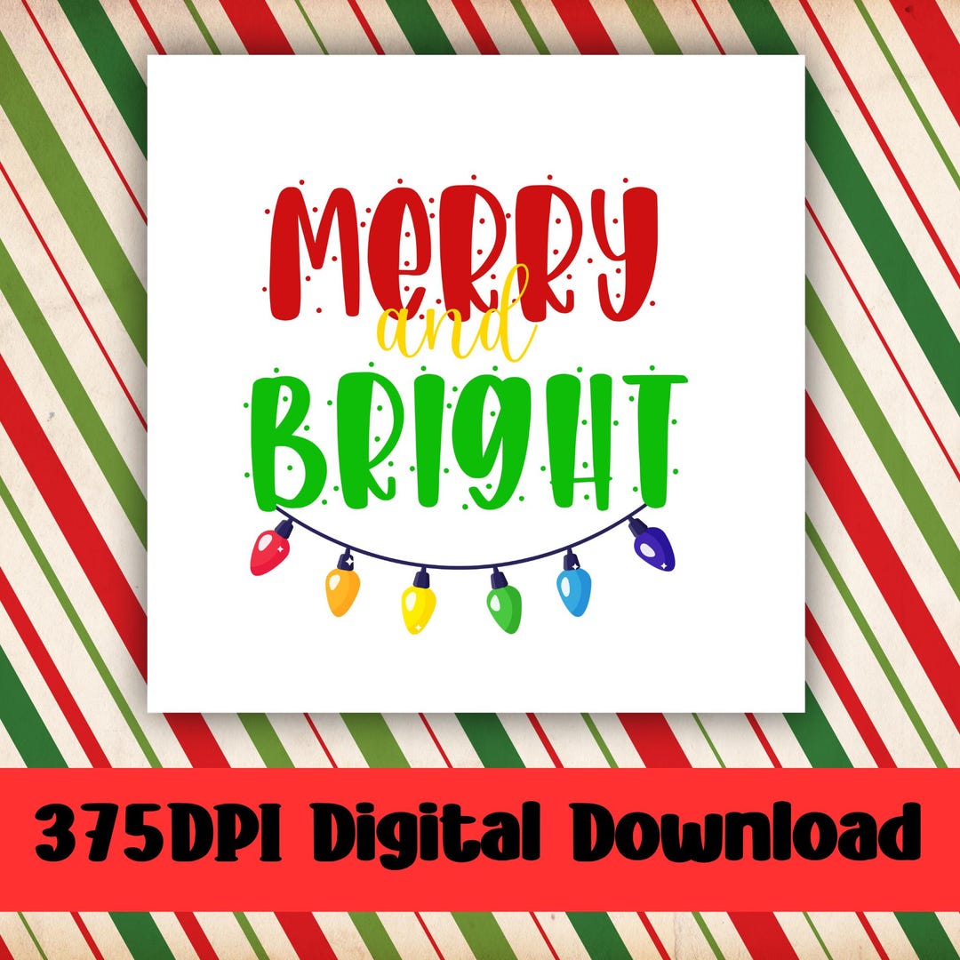 Merry and Bright PNG Sublimation/christmas Png/christmas Design/merry ...