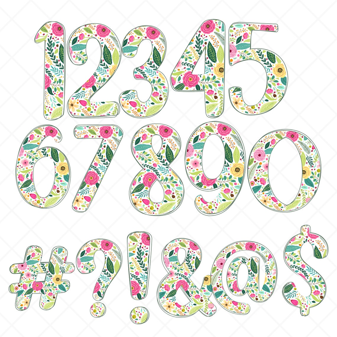 Bright Floral Alphabet Letters PNG Bundle/alpha Png Designs/floral ...