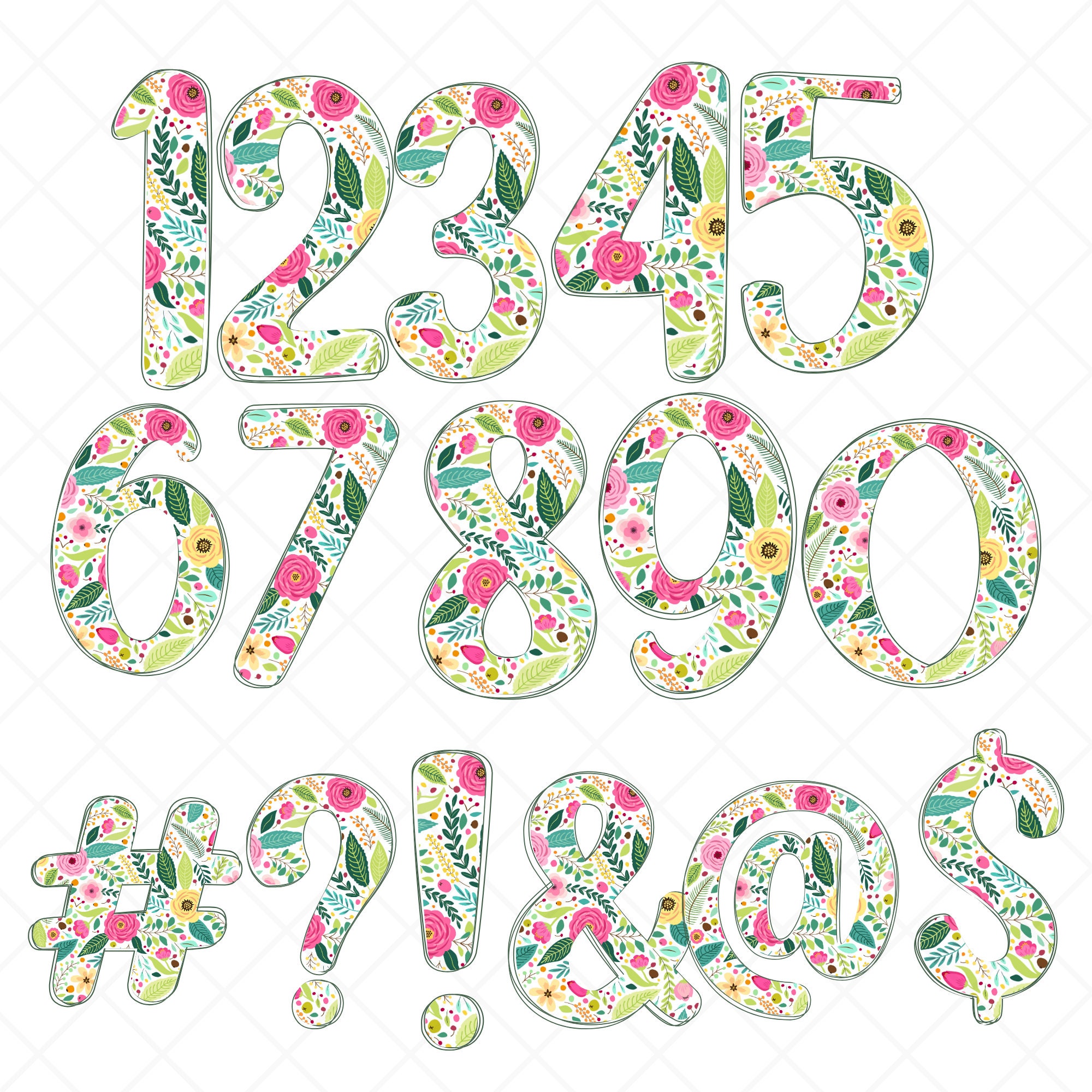 Bright Floral Alphabet Letters PNG Bundle/alpha Png Designs/floral ...