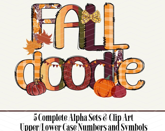 Fall Doodle Letters +fall Clip Art/hand Drawn Alpha Bundle/autumn ...