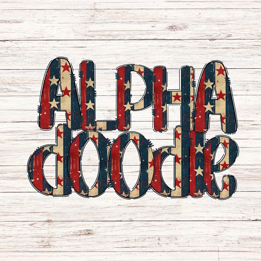 Vintage Red White & Blue Doodle Letters/alpha Set/4th of July Alpha Set ...