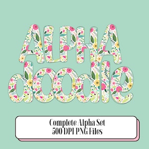 Bright Floral Alphabet Letters PNG Bundle/alpha Png Designs/floral ...