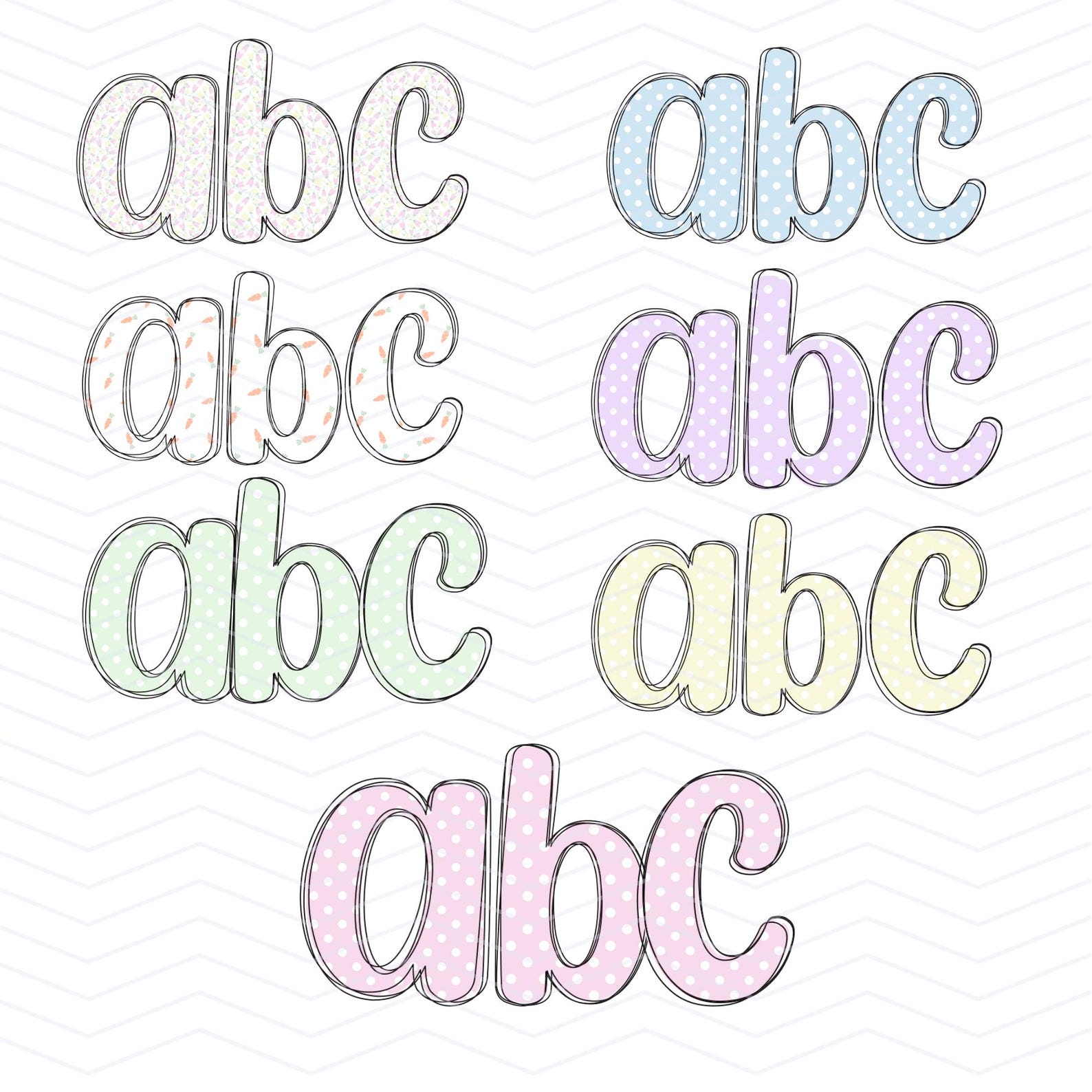 Easter Alphabet Doodle Letters/ PNG Bundle/pastel Alphabet/ Alpha ...