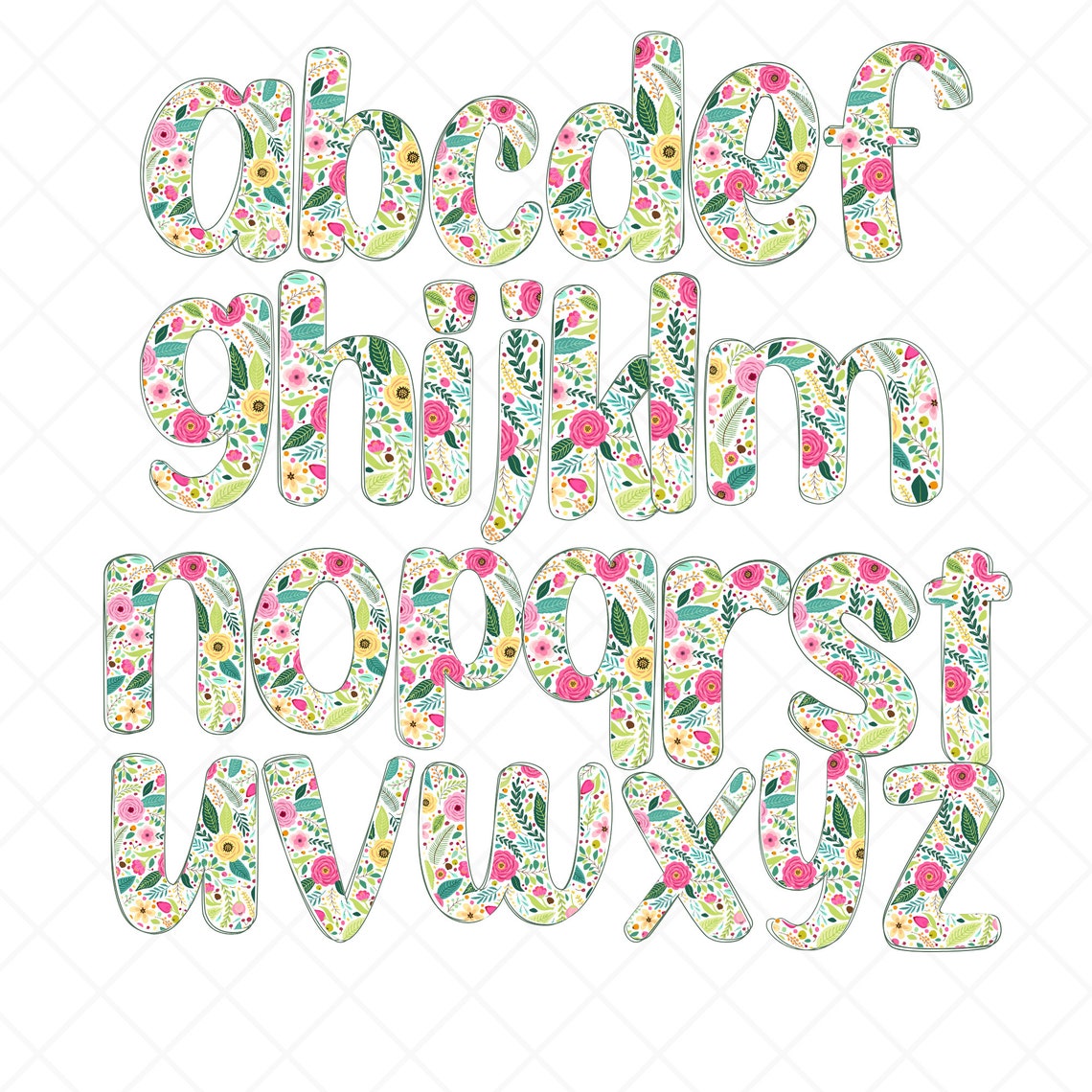 Bright Floral Alphabet Letters PNG Bundle/alpha Png Designs/floral ...