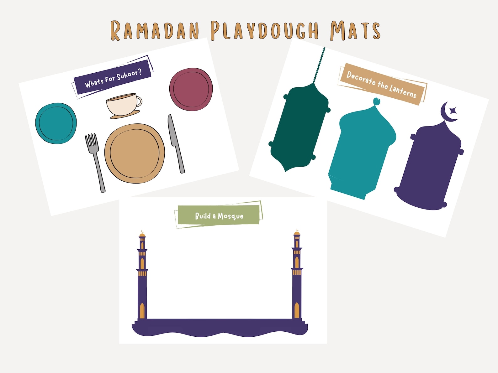 Ramadan Playdough Mats Printable | Muslim Digital Educational | Ramadan ...