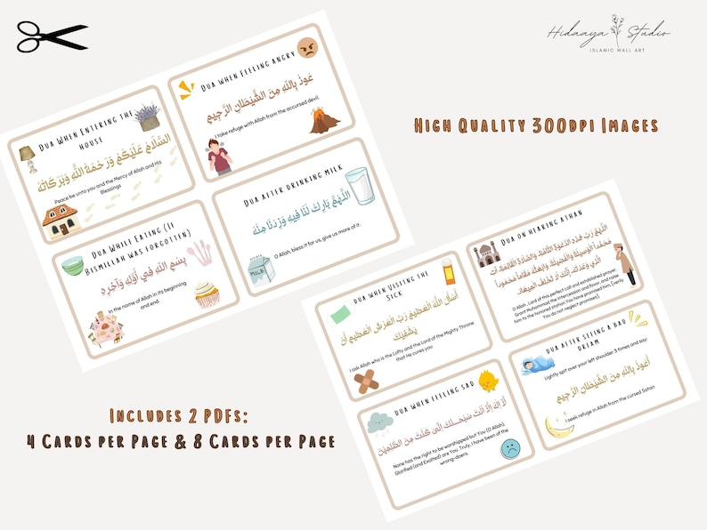 24 Daily Dua Islamic Flash Cards | Muslim Digital Educational Quran ...