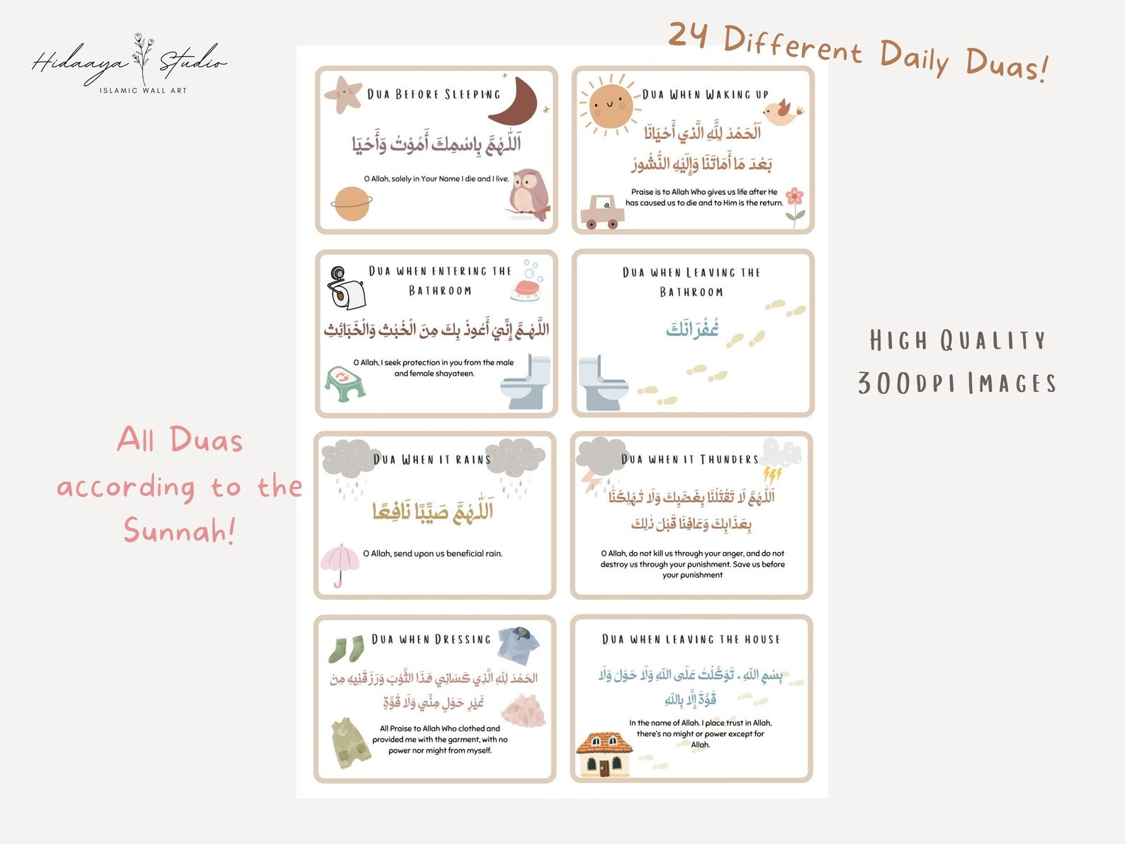 24 Daily Dua Islamic Flash Cards Muslim Digital Educational - Etsy Canada