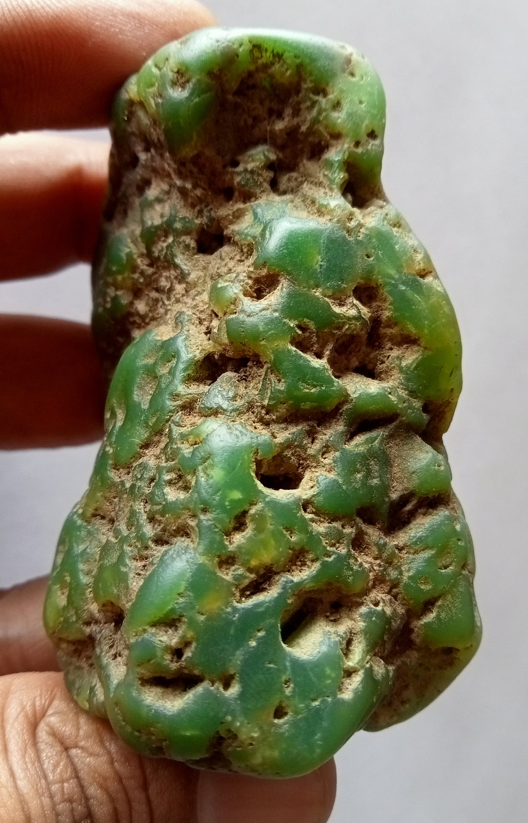 Natural Green Chrysoprase Stone Crystal Rare Structure Uncut Raw ...