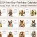 2024 A Year of Watercolor Teddy Bears Calendar Printable Calendar ...