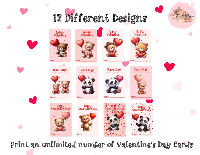 Printable Bear Valentine's Day Card, Classroom Card for Kids, Kids ...
