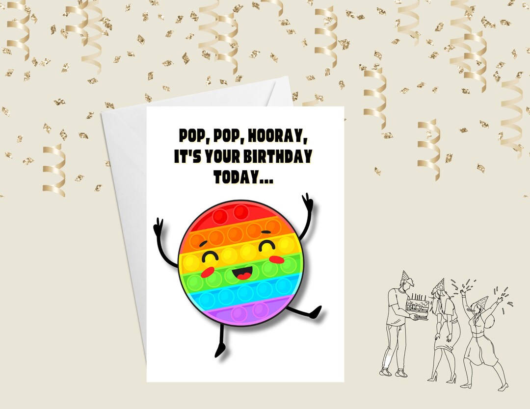 Printable Birthday Card Printable Card, Colorful, Bubble Fidget Toy ...