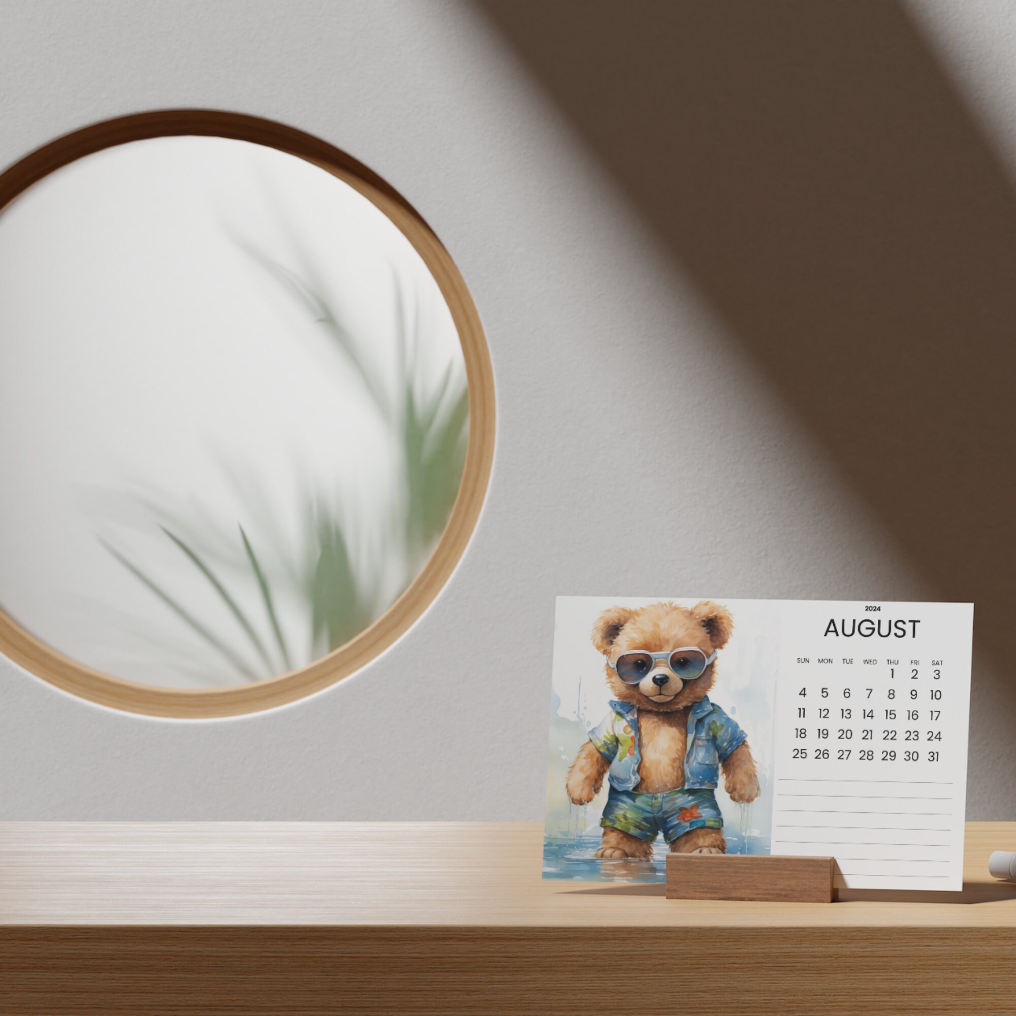 2024 A Year of Watercolor Teddy Bears Calendar Printable Calendar ...