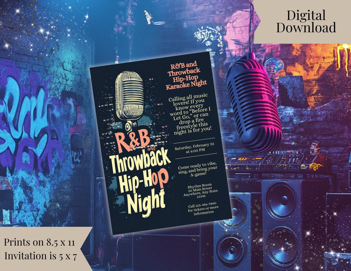 Printable Digital Download Black History Month Karaoke Night Invitation ...