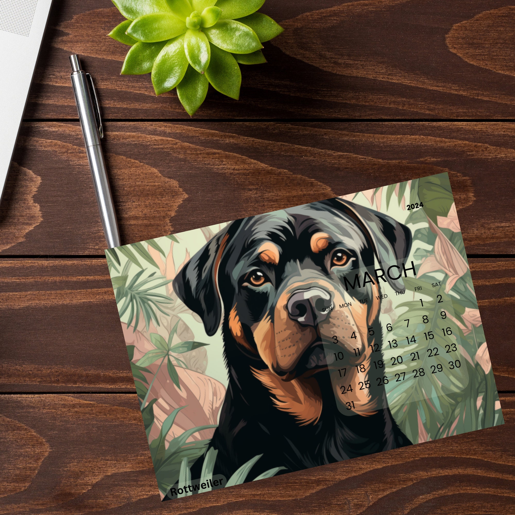 2024 Popular Dog Breeds Calendar Printable Calendar Sunday - Etsy