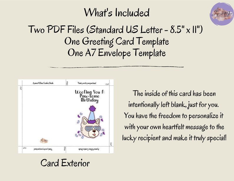 Printable Birthday Card Printable Card Blank Inside HBD - Etsy