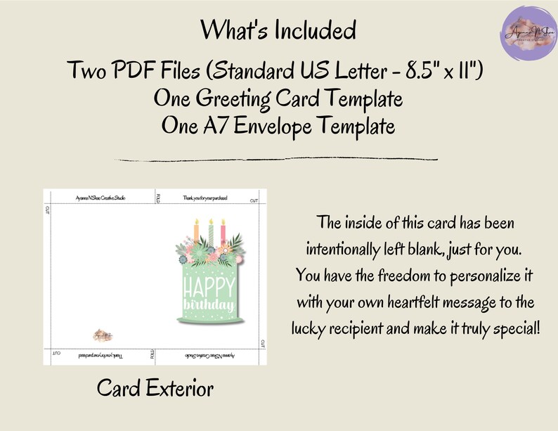Printable Birthday Card Printable Card Blank Inside Digital - Etsy
