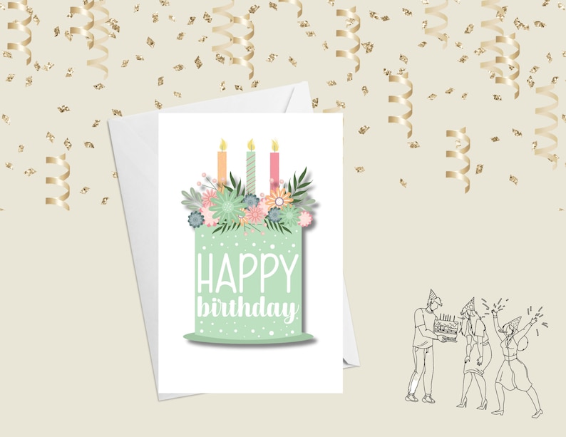 Printable Birthday Card Printable Card Blank Inside Digital - Etsy