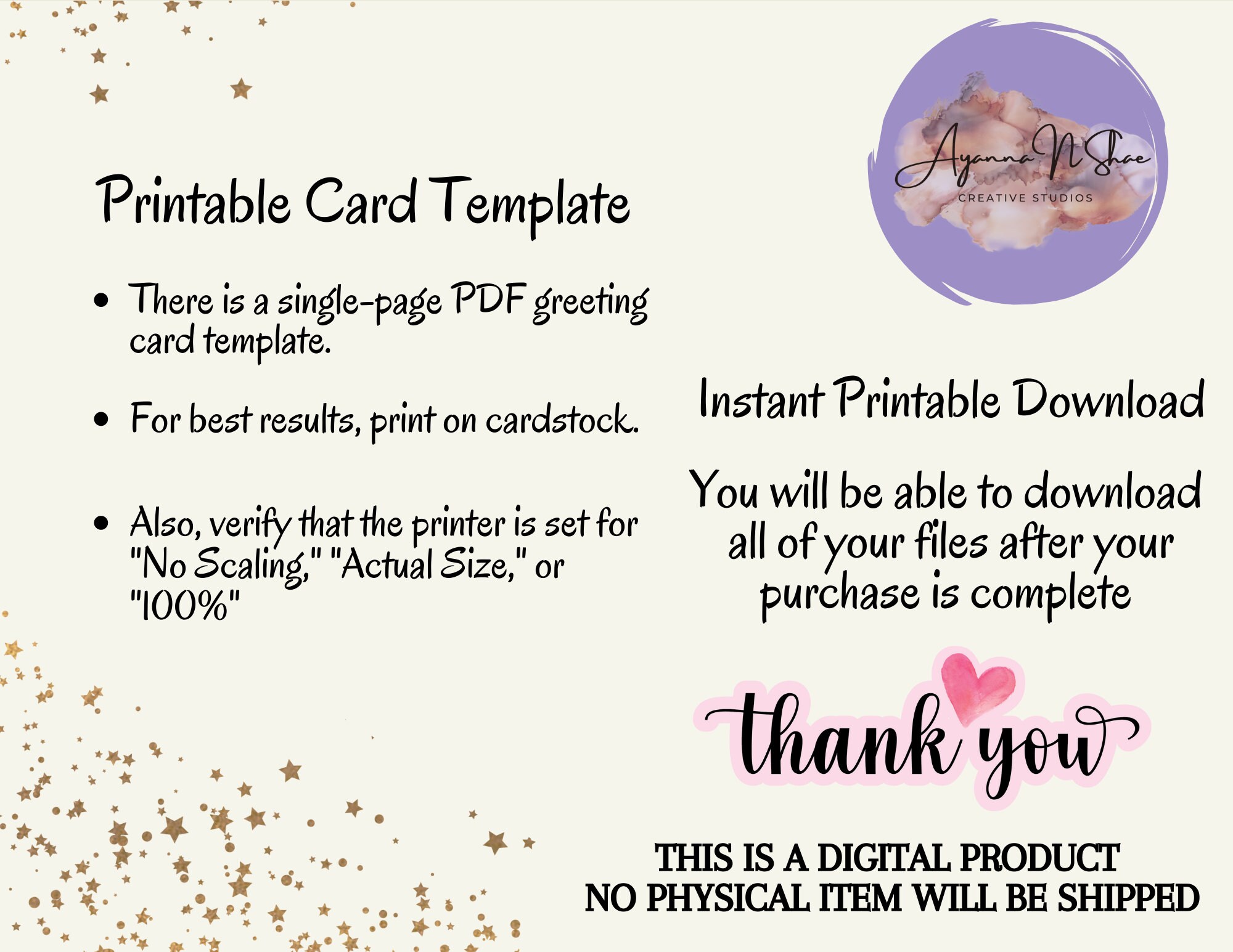 Printable Birthday Card Printable Card Blank Inside, Digital Birthday ...