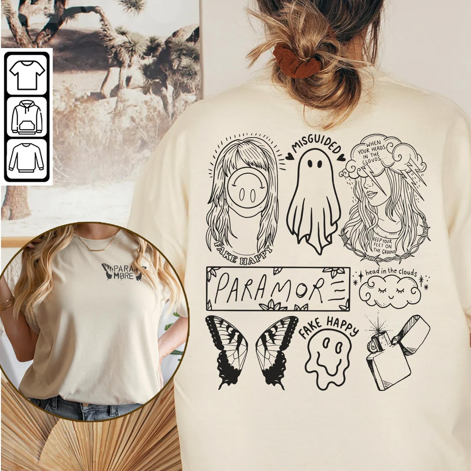 Paramore Doodle Art Shirt, 2 Side Vintage Paramore Album Lyrics Merch ...