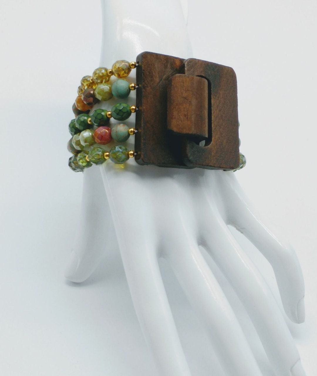 Boho Wooden Clasp Multi Strand Bracelet - Etsy