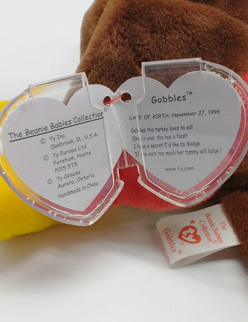 TY Beanie Babies GOBBLES the Turkey - PVC Pellets + Acrylic Case - Etsy