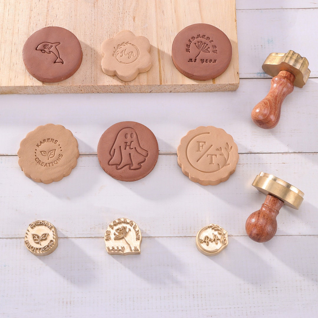 Custom Brass Pottery Stamp, Polymer Clay Stamp, Personalized Ceramic ...
