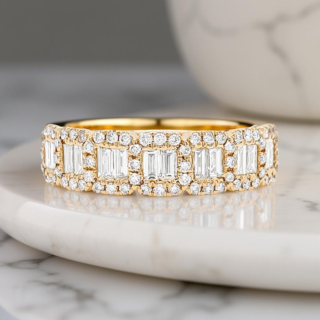 14K Gold Emerald Cut Diamond Halo Ring: 4/5 CTW Engagement Ring - Etsy