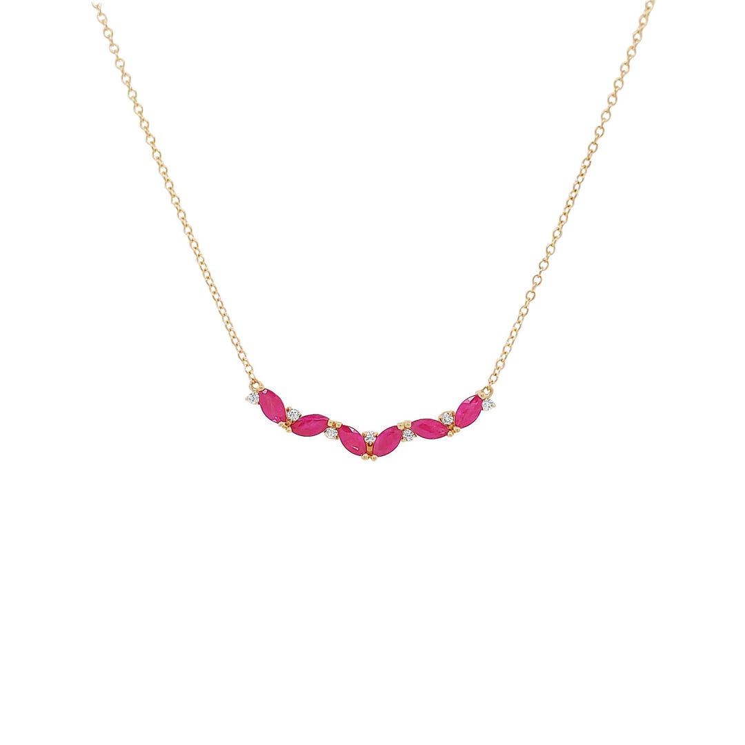 14K Gold Marquise Ruby & Diamond Pendant Necklace: Partywear Jewelry - Etsy