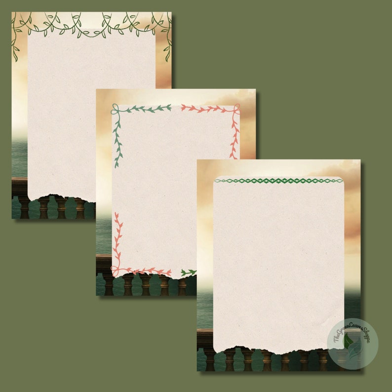26 Decorative Leaves Printable Blank Notepad Pages | Digital Download ...