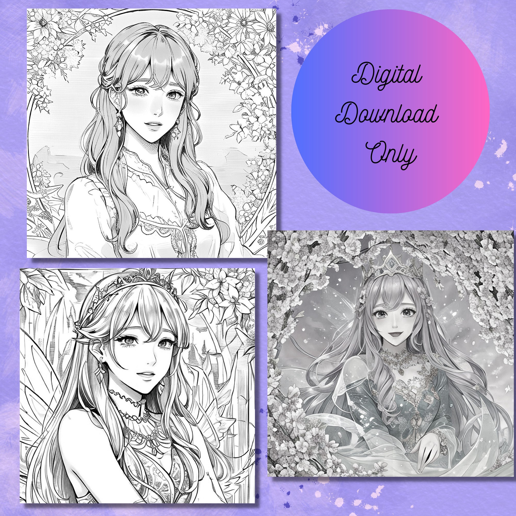 17 Printable Fairy Themed Coloring Pages for Adults| Grayscale Coloring ...