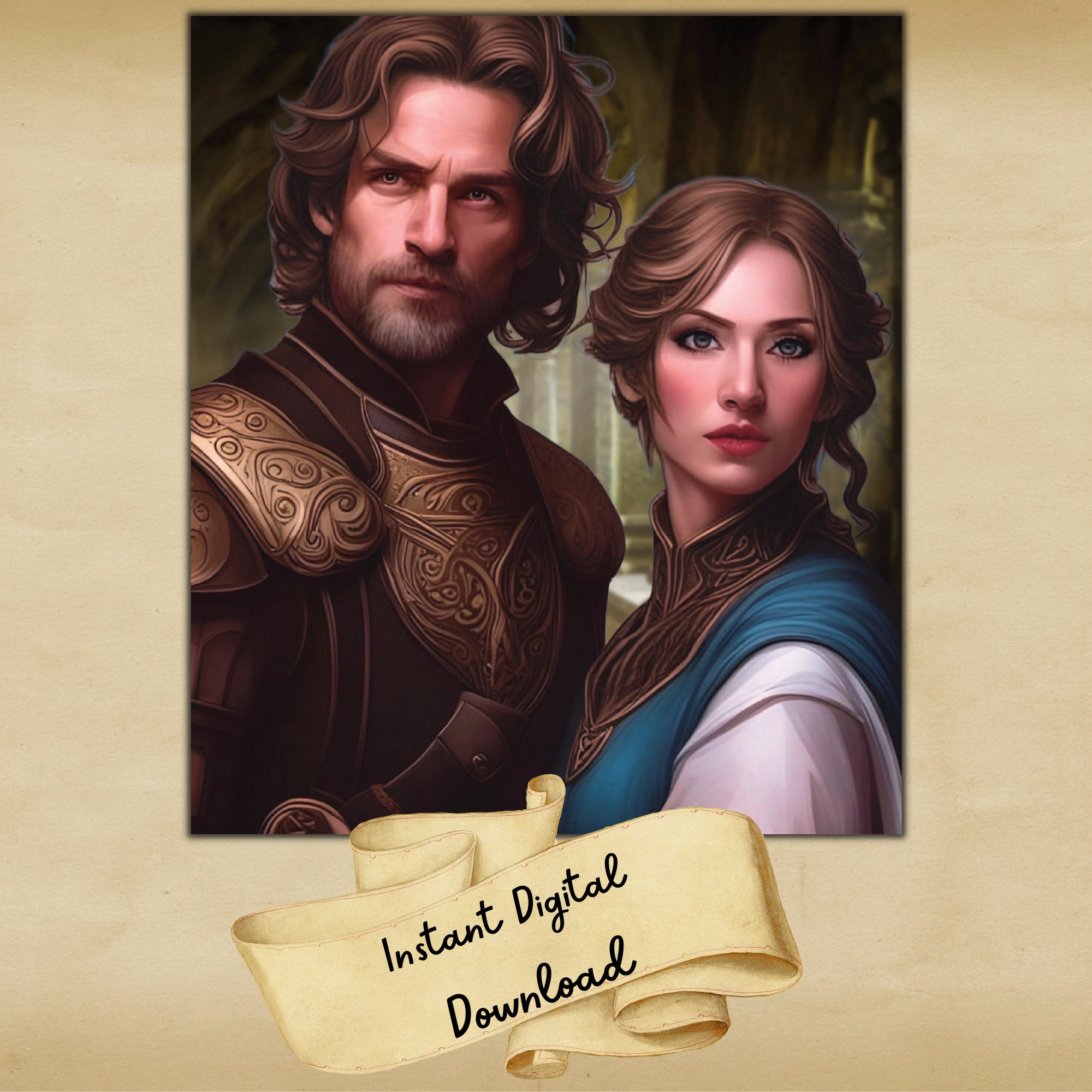 Enchanted Love: Medieval Fantasy Couple Portrait Digital Download ...