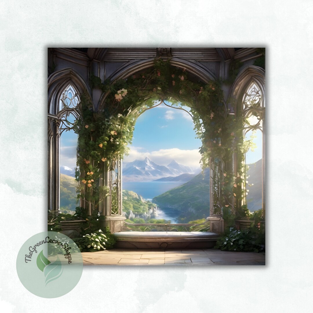 Enchanting Floral Vine Elven Balcony Nooks Printable Art- A Set of 2 ...