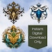 8 Elven Heraldry Designs PNG Clipart Bundle| Elven PNG| Fantasy PNG ...