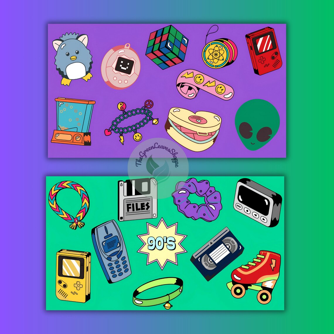 90's Retro Inspired Desktop Wallpapers- Set of 6 Different 90's ...