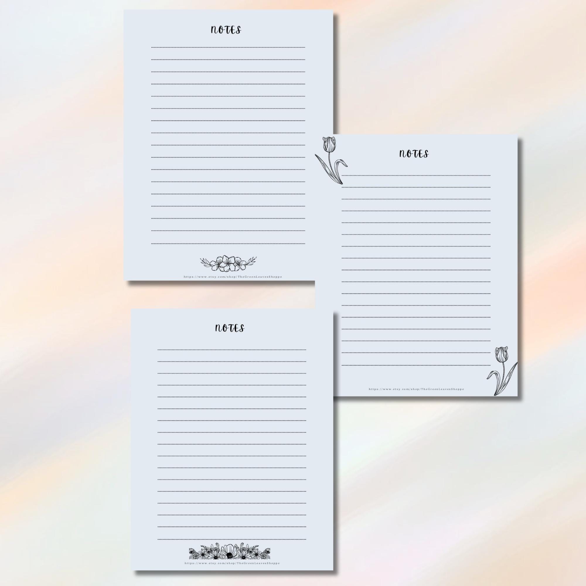 Whimsical Nature-inspired Printable Notepad Papers | Set of 33 Unique ...