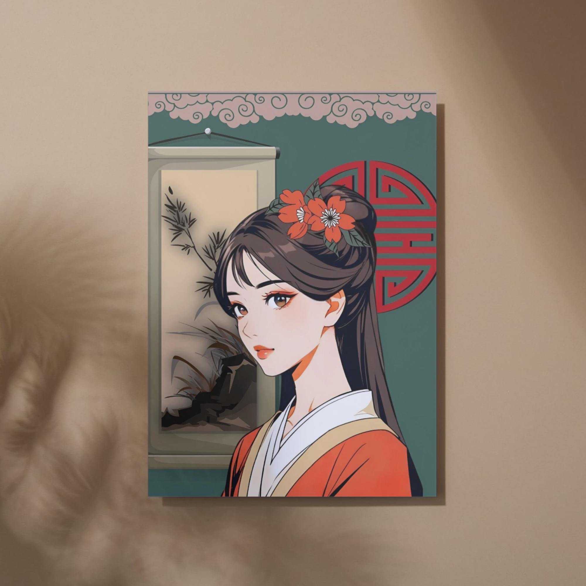 Elegant Asian-inspired Art Print | Traditional Beauty Illustration ...