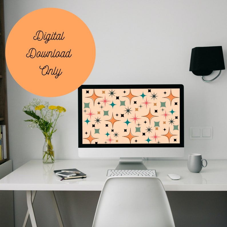 Mid-century Modern Retro Theme Desktop and Mobile Wallpaper| Colorful ...