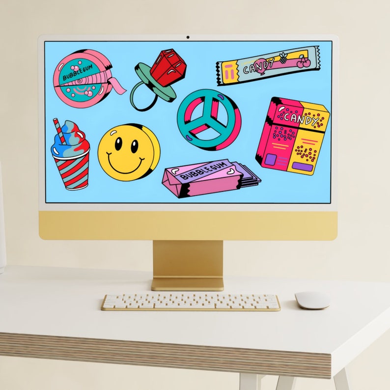 90's Retro Inspired Desktop Wallpapers- Set of 6 Different 90's ...