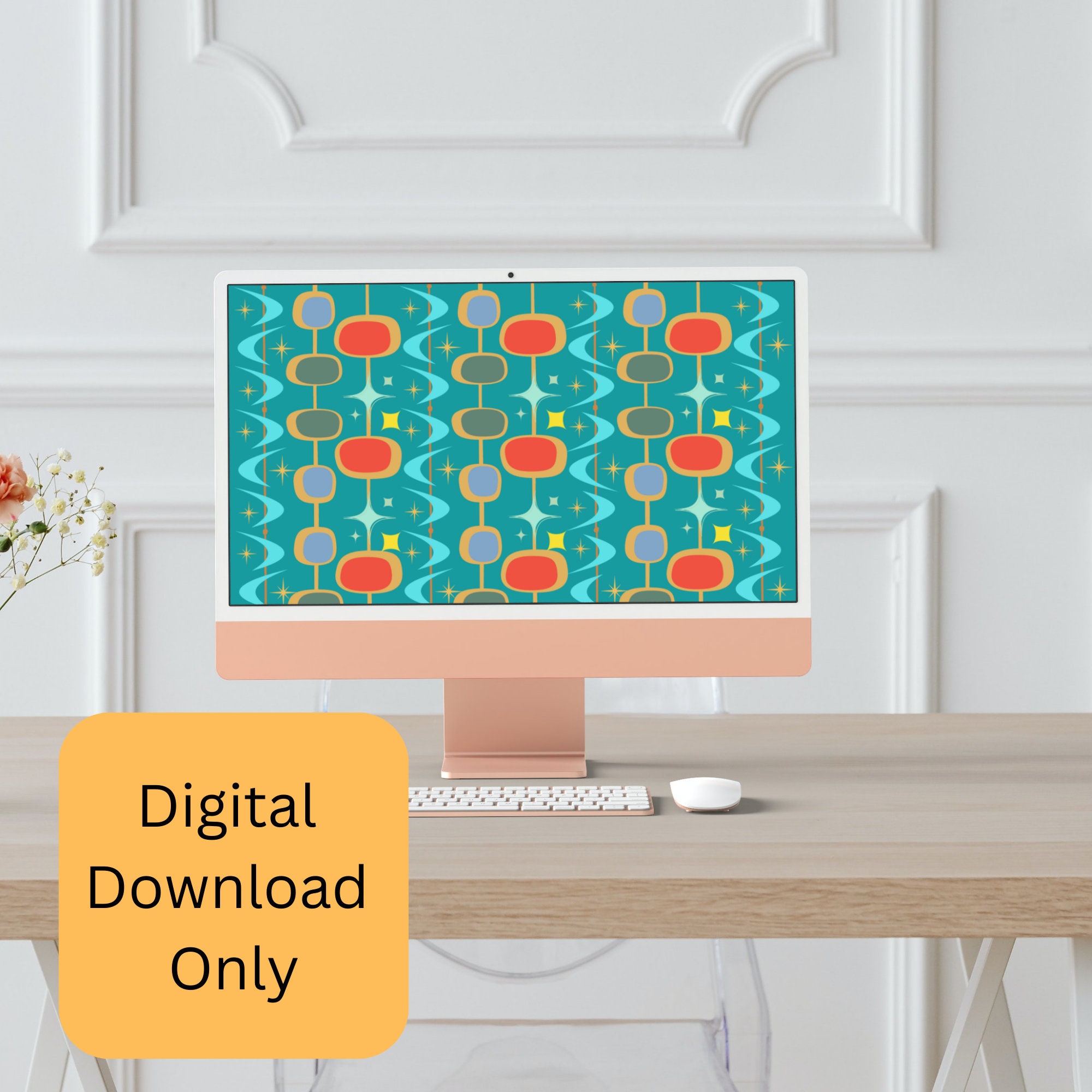 Midcentury Modern Retro Theme Desktop and Mobile Wallpaper - Etsy