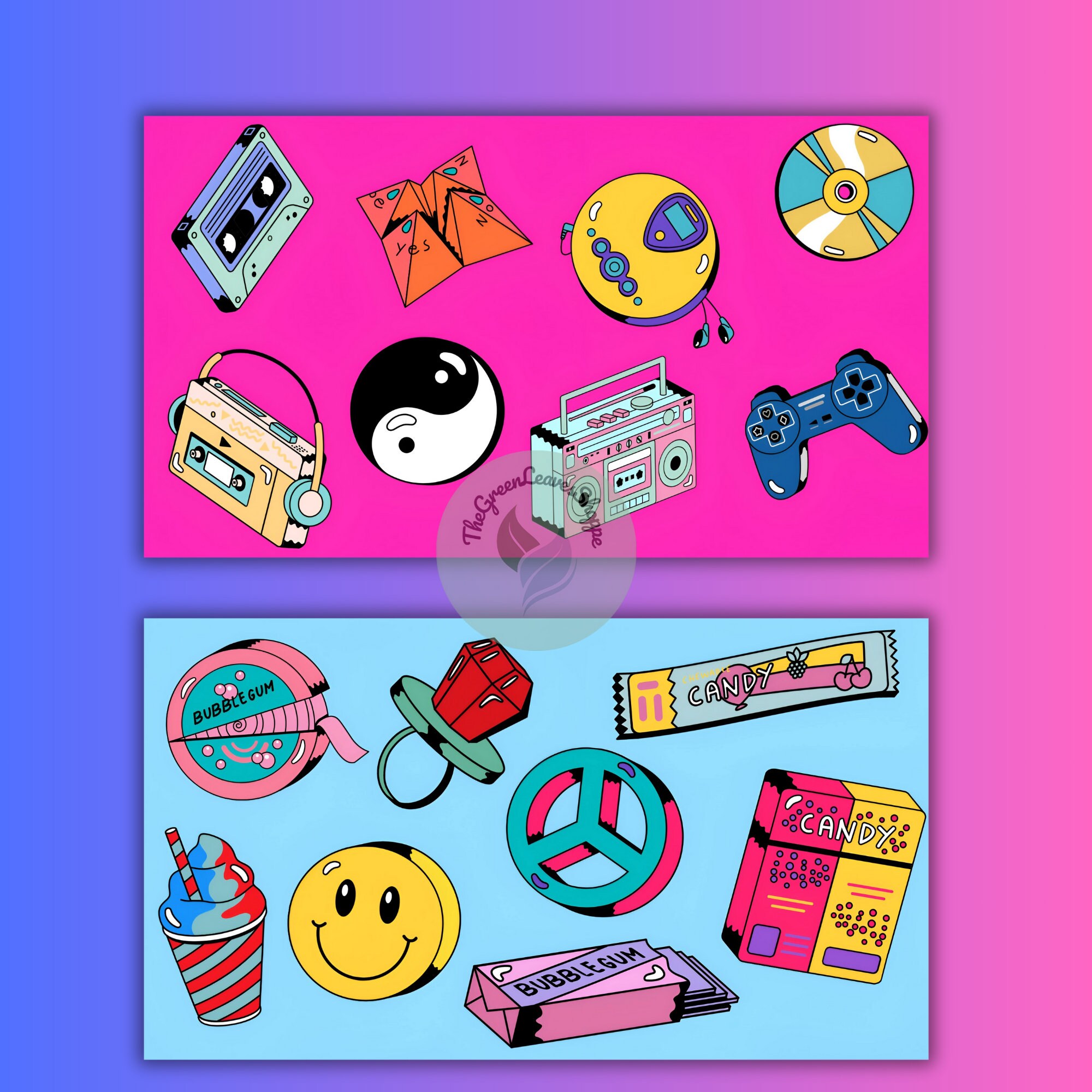 90's Retro Inspired Desktop Wallpapers- Set of 6 Different 90's ...