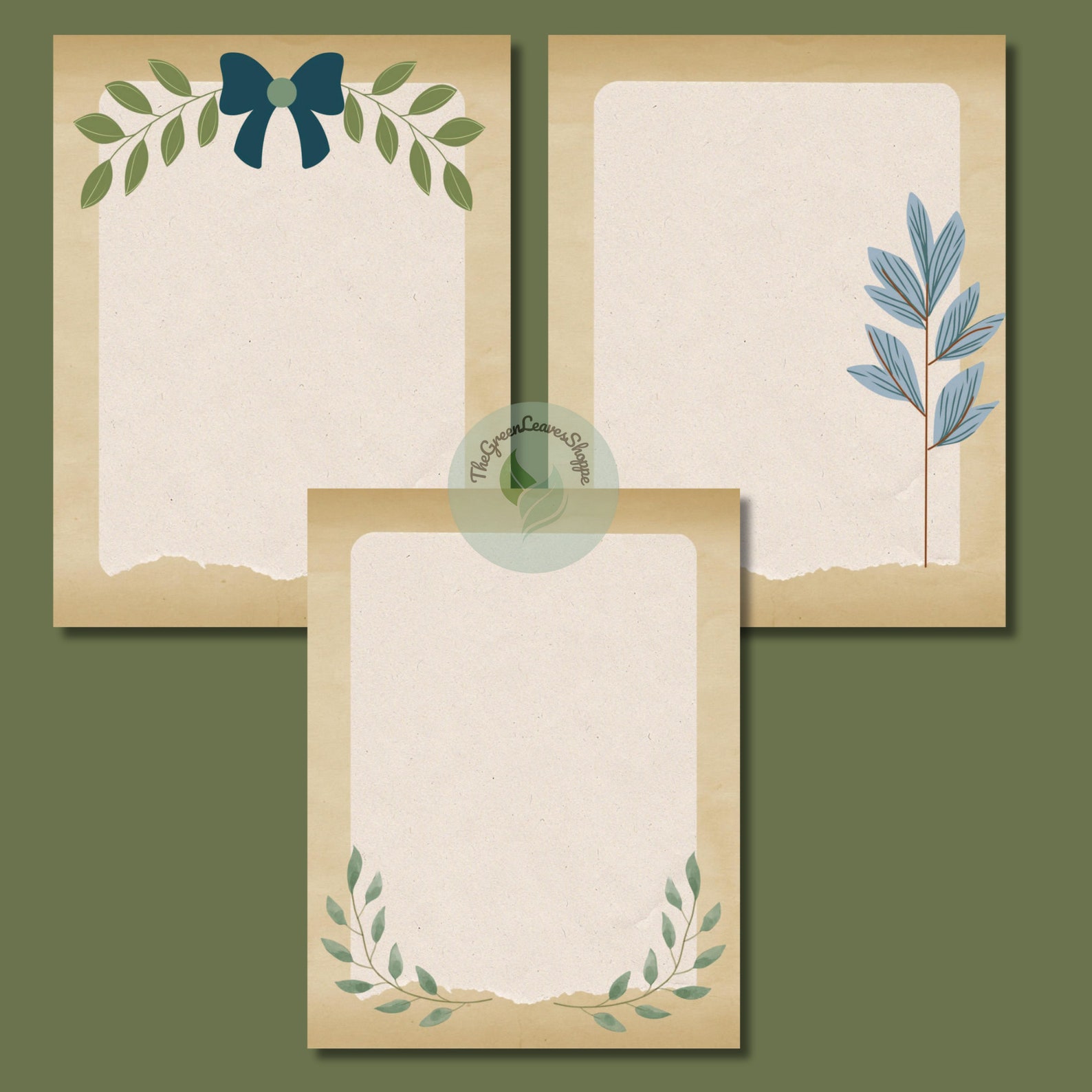 26 Decorative Leaves Printable Blank Notepad Pages | Digital Download ...