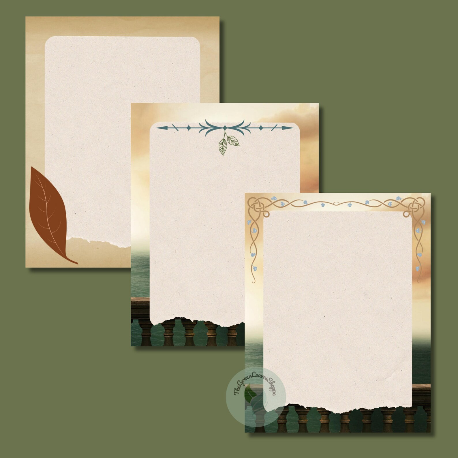 26 Decorative Leaves Printable Blank Notepad Pages | Digital Download ...
