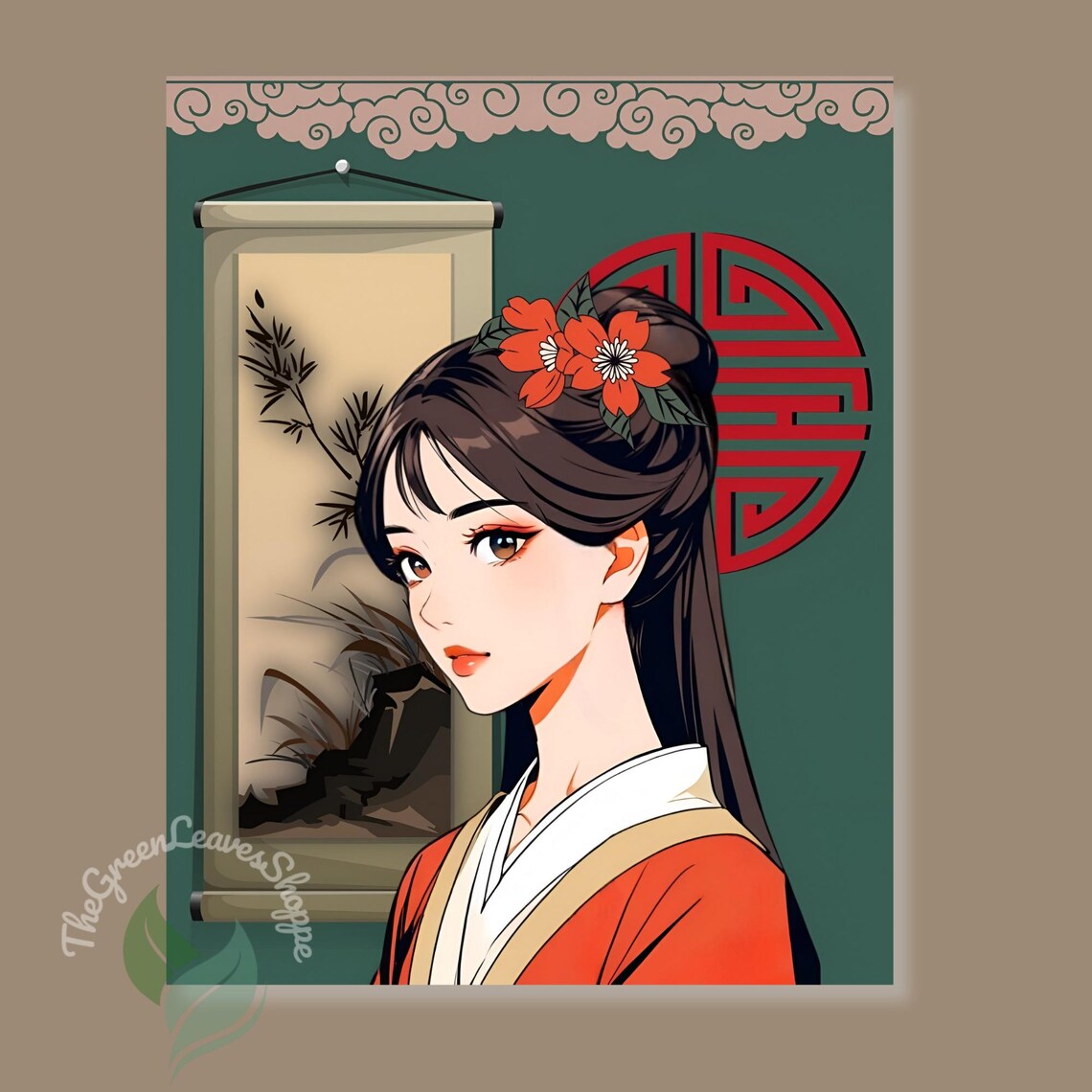 Elegant Asian-inspired Art Print | Traditional Beauty Illustration ...