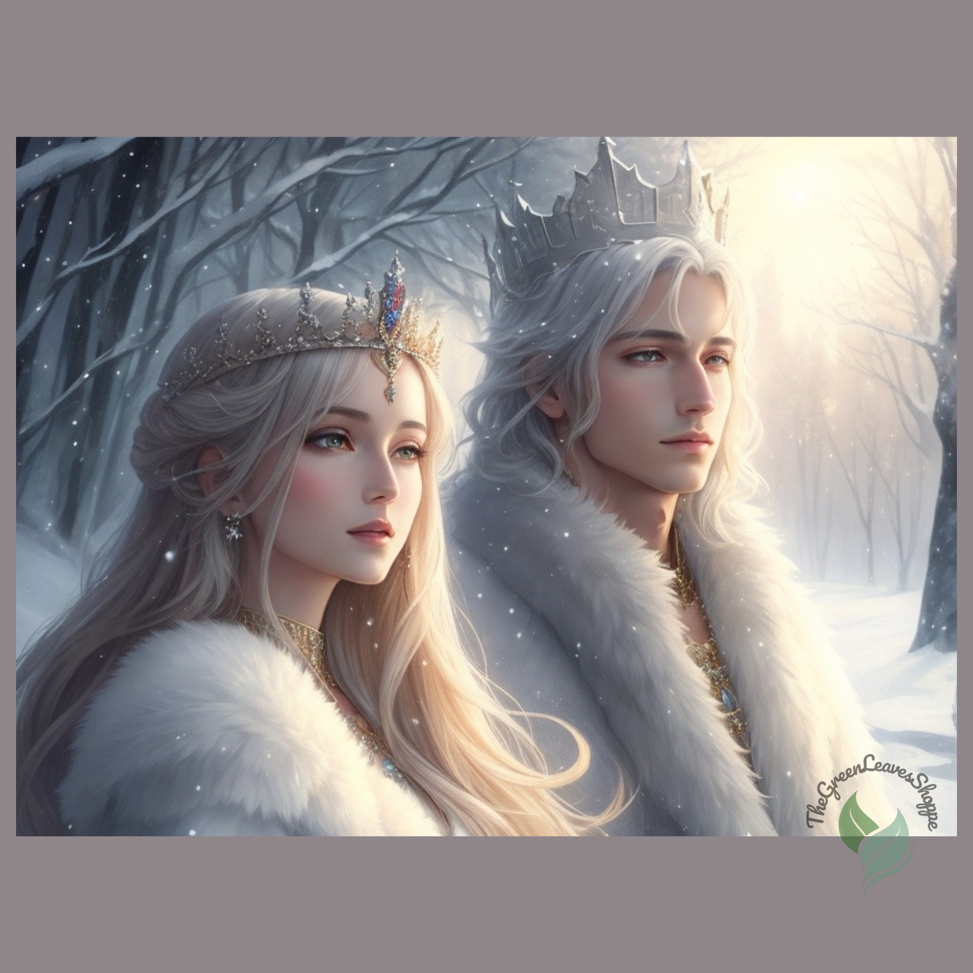 Enchanting Winter King and Queen Fantasy Digital Print- Winter Fantasy ...