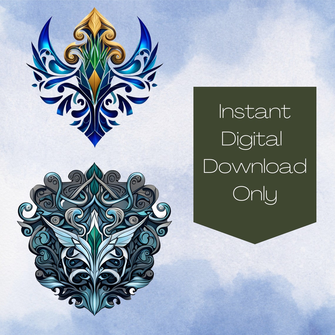 8 Elven Heraldry Designs PNG Clipart Bundle| Elven PNG| Fantasy PNG ...