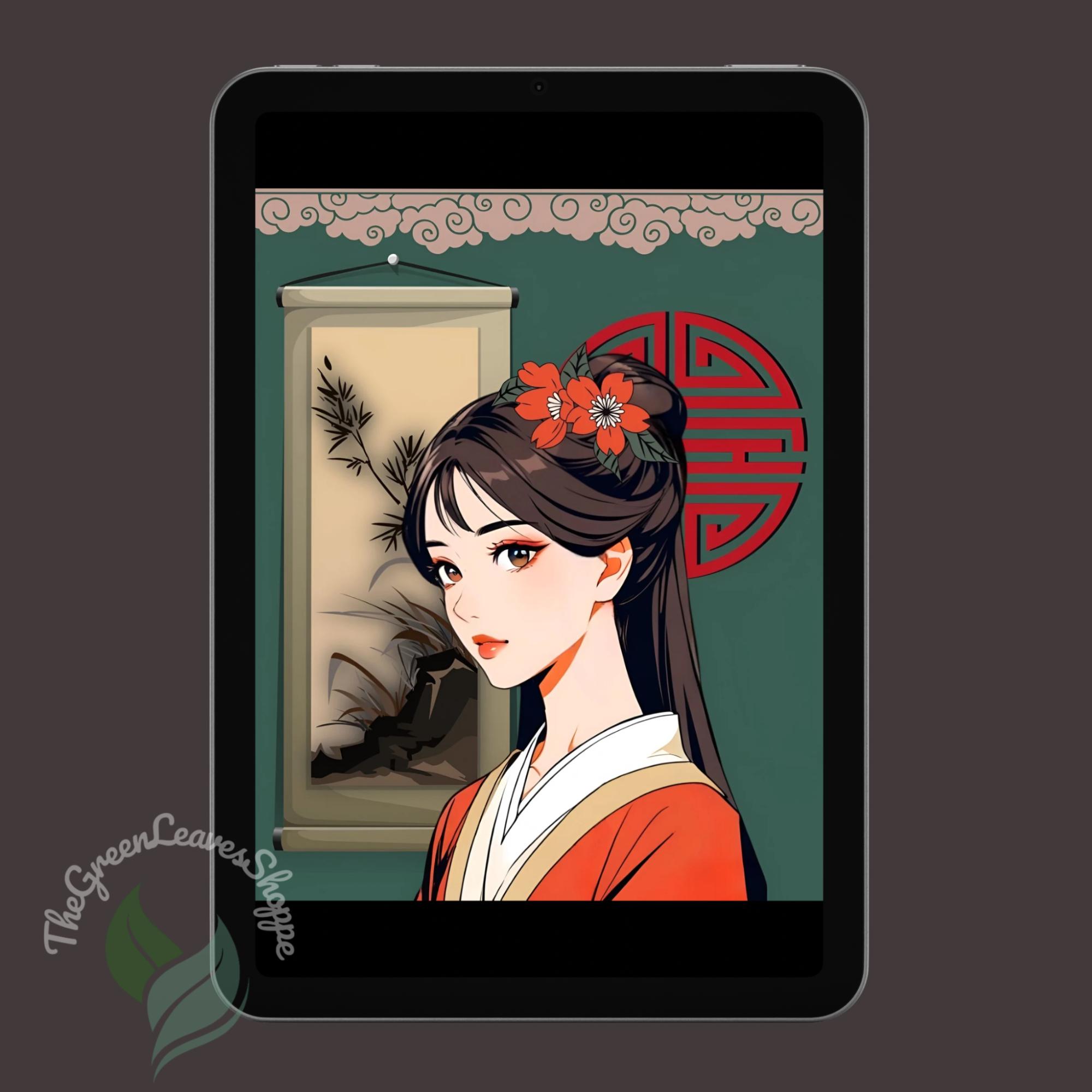 Elegant Asian-inspired Art Print | Traditional Beauty Illustration ...